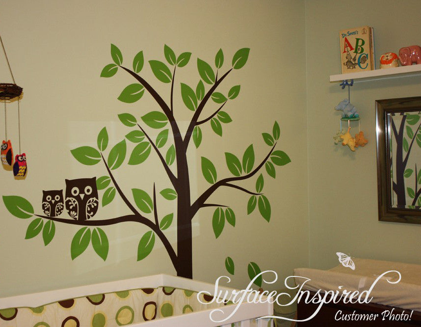 Owl Tree Wall Decal Huge Owl Flower Tree Butterfly&Grass Wall Stickers